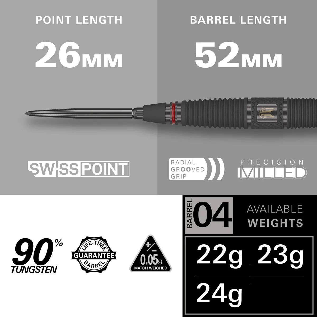 Target Scope 04 Swiss Point Steel Tip Darts 90% Tungsten - 24g ...