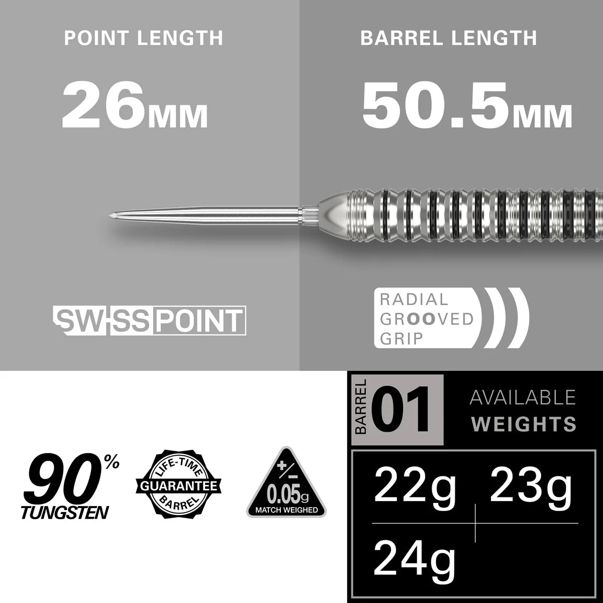 Target Exo 01 Swiss Point Steel Tip Darts 90% Tungsten - 23g – 9Dartfinish