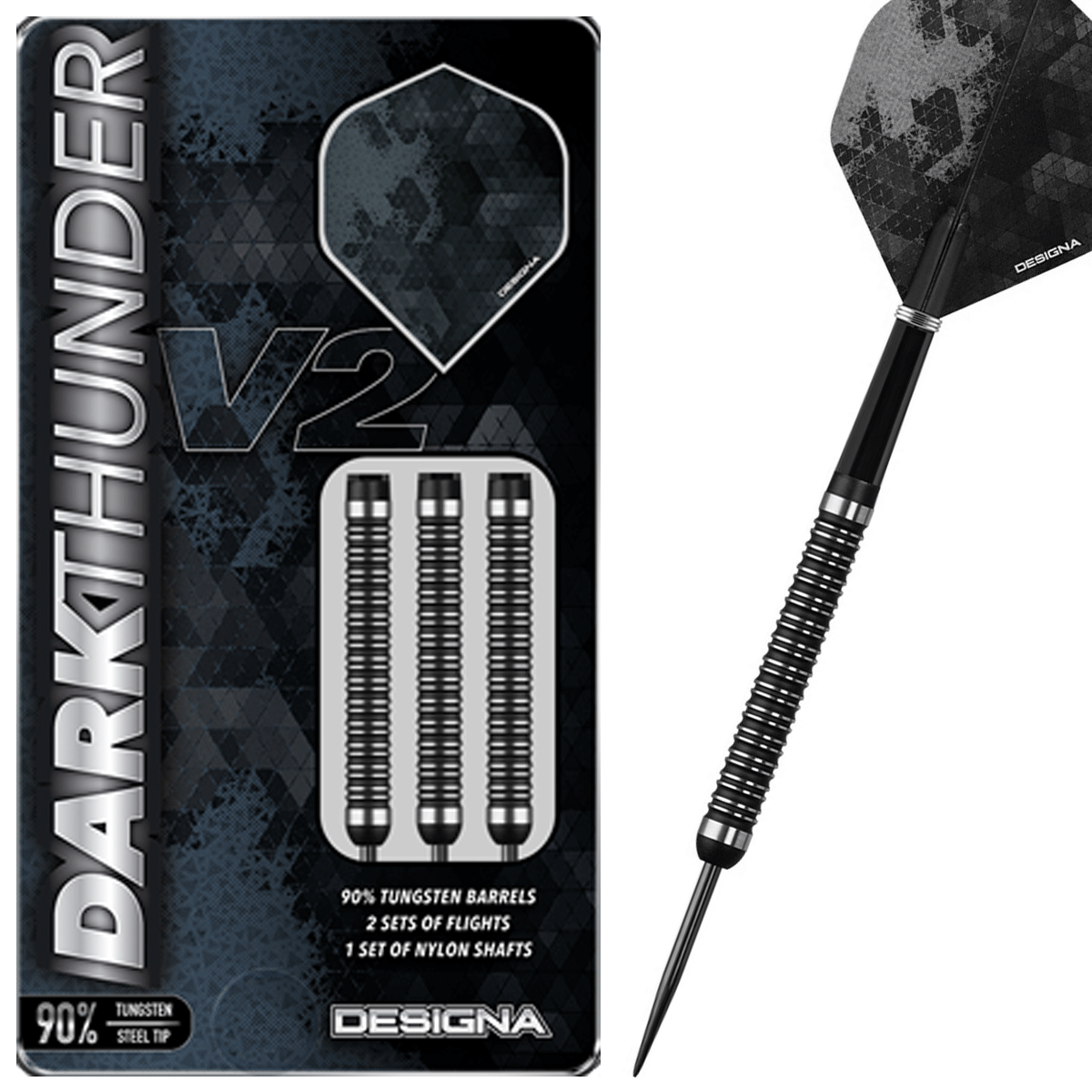 Designa Dark Thunder Darts - 90% Tungsten - 22g – 9Dartfinish